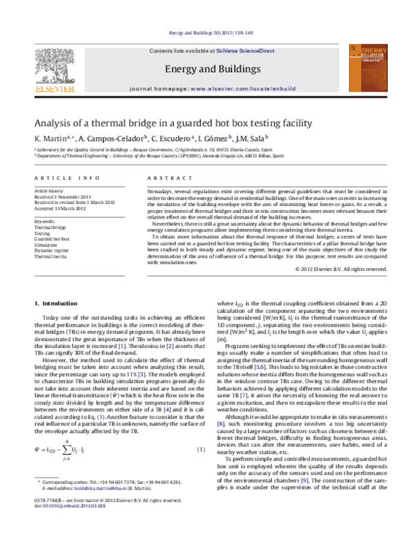 (PDF) Analysis of a thermal bridge in a guarded hot box testing facility