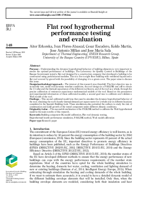 (PDF) Flat roof hygrothermal performance testing and evaluation