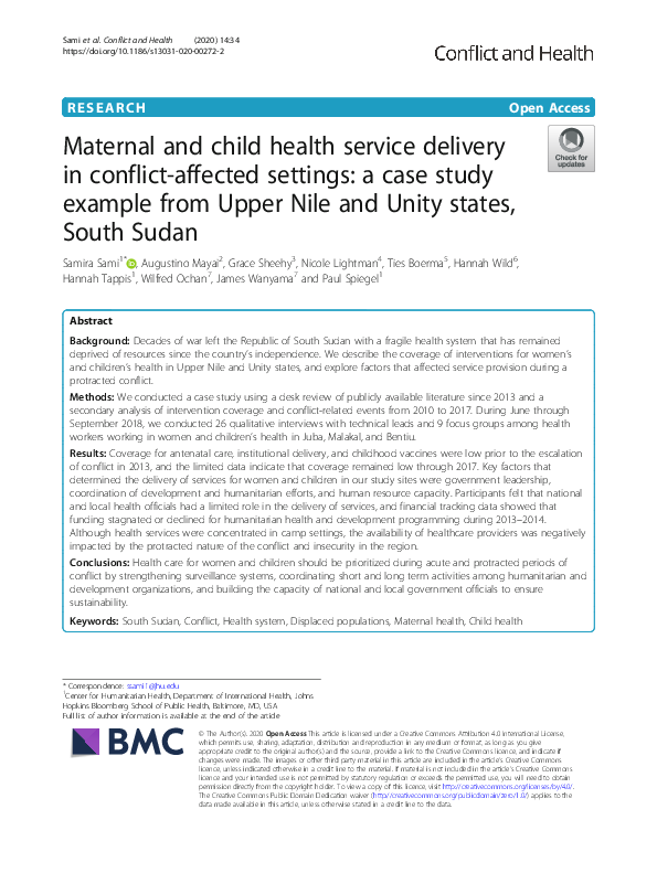 (PDF) Maternal and child health service delivery in conflict-affected ...