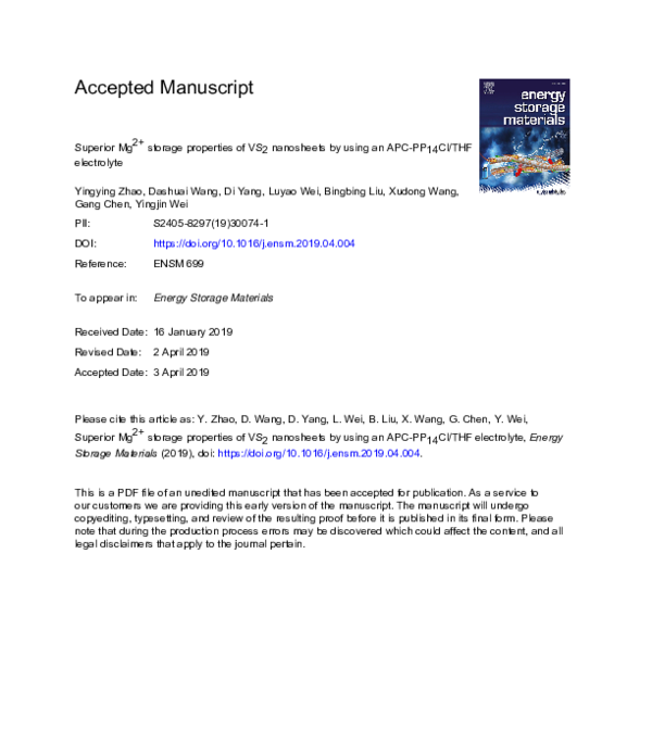 (PDF) Superior Mg2+ storage properties of VS2 nanosheets by using an ...