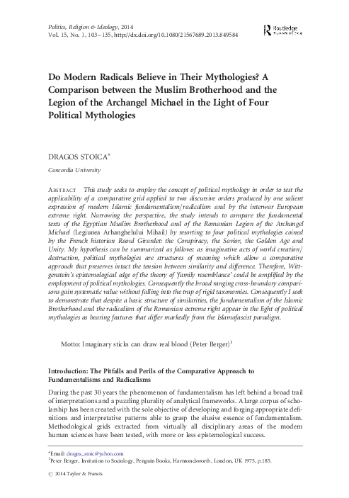 (PDF) Do Modern Radicals Believe in Their Mythologies? A Comparison ...