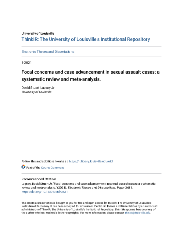 (PDF) Focal concerns and case advancement in sexual assault cases: a ...