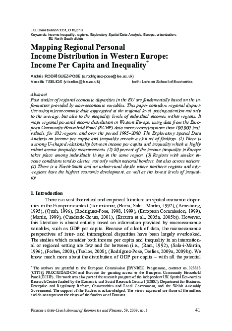 (PDF) Mapping regional personal income distribution in Western Europe ...