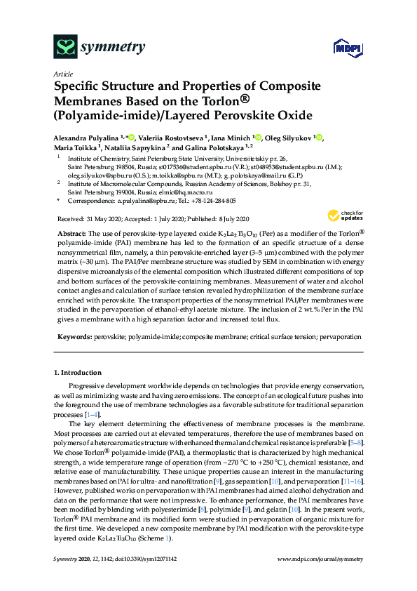 (PDF) Specific Structure and Properties of Composite Membranes Based on ...