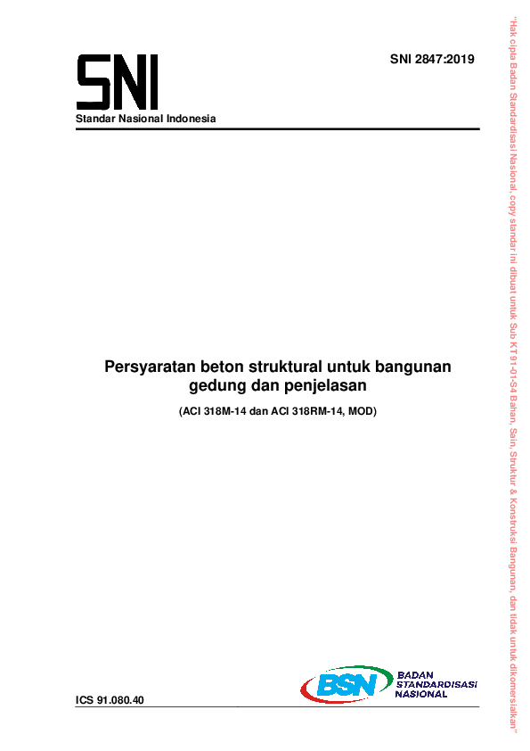 (PDF) SNI 2847 2019 Persyaratan Beton Struktural Untuk Bangunan Gedung