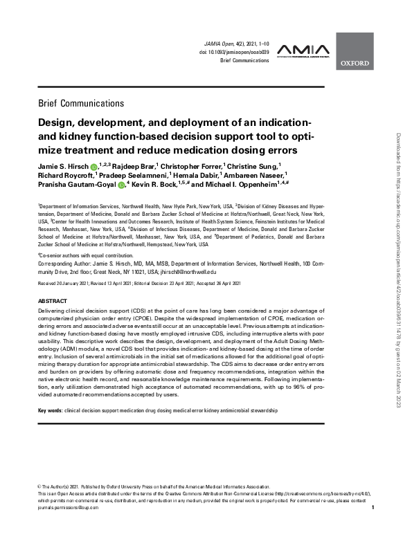 (PDF) Design, development, and deployment of an indication- and kidney ...