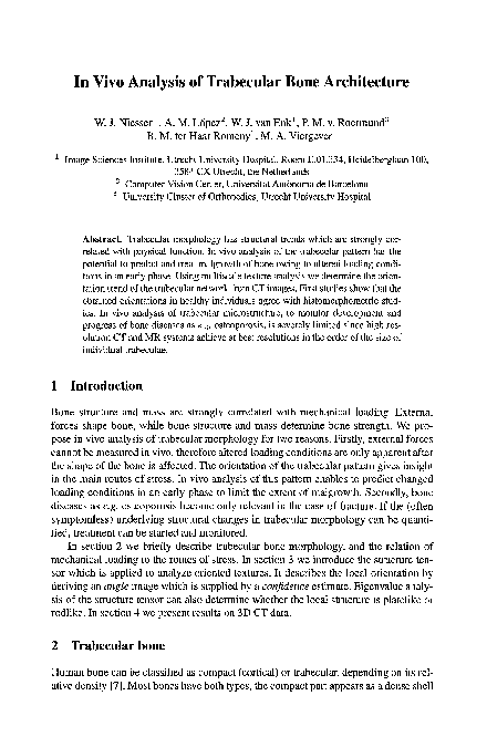 (PDF) In Vivo Analysis of Trabecular Bone Architecture