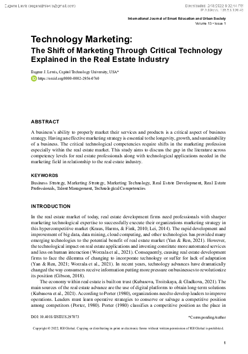 (PDF) Technology Marketing: The Shift of Marketing through Critical ...