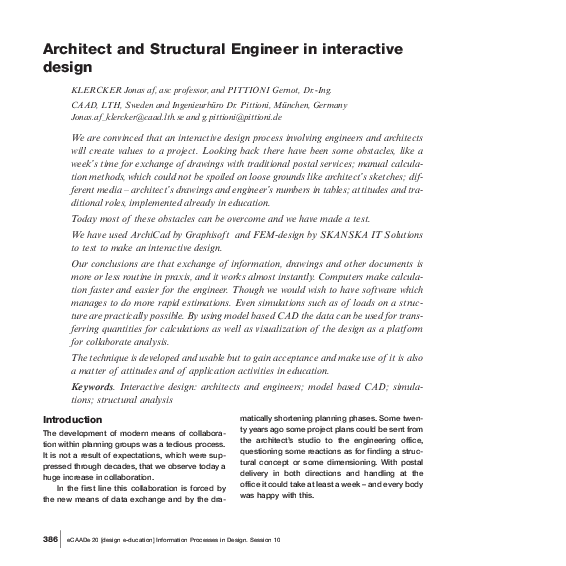 (PDF) Architect and Structural Engineer in interactive design