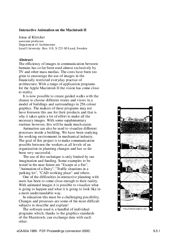 (PDF) Interactive Animation on the Macintosh II