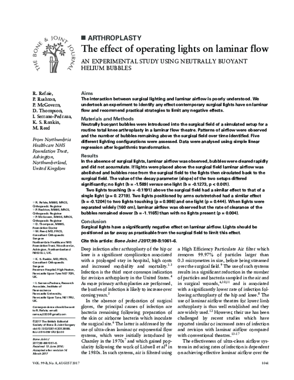 (PDF) The effect of operating lights on laminar flow
