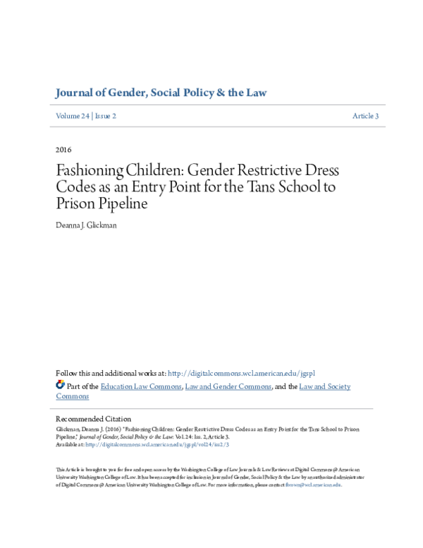 (PDF) Fashioning Children: Gender Restrictive Dress Codes as an Entry ...