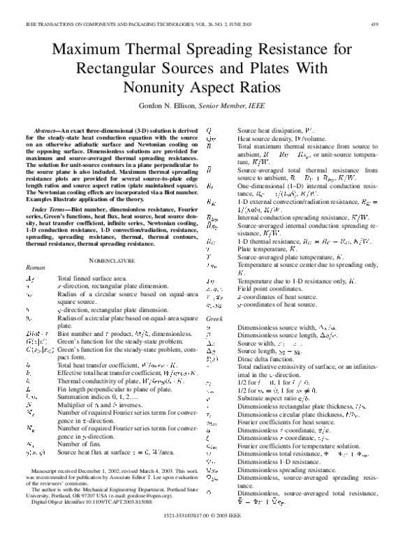 (PDF) Maximum thermal spreading resistance for rectangular sources and ...