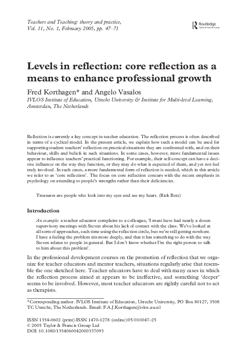 (PDF) Levels in reflection: core reflection as a means to enhance ...