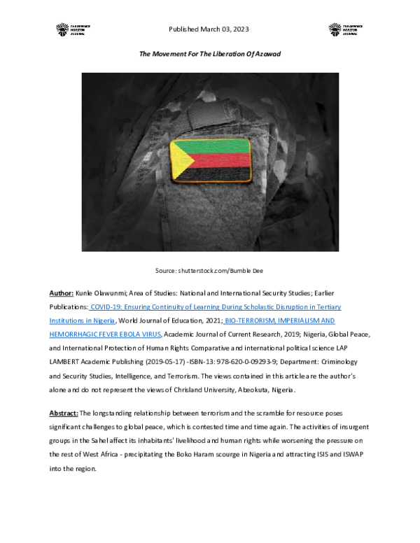 (PDF) The Movement For The Liberation Of Azawad