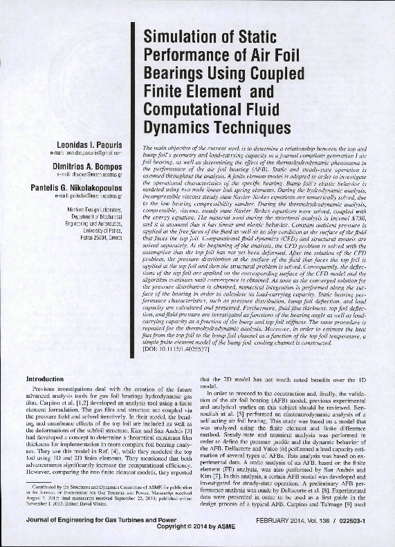 (PDF) Simulation of Static Performance of Air Foil Bearings Using Coupled Finite Element and ...