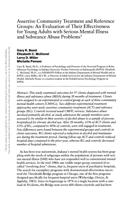 (PDF) Assertive community treatment and reference groups: An evaluation ...
