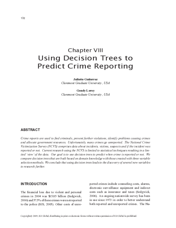 (PDF) Using Decision Trees to Predict Crime Reporting