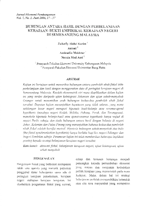 (PDF) Hubungan Antara Hasil Dengan Perbelanjaan Kerajaan: Bukti ...