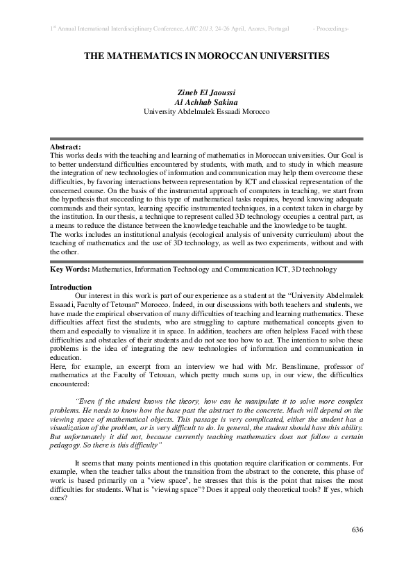 (PDF) Mathematics in Moroccan Universities