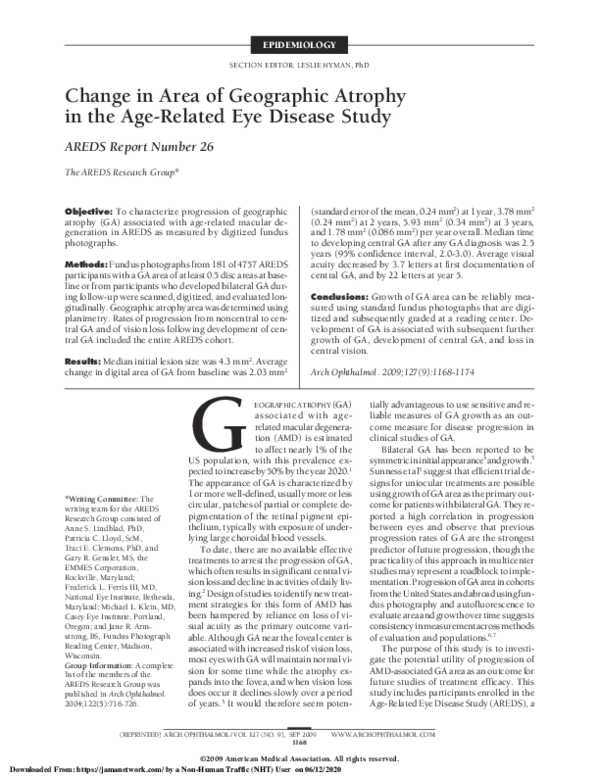 (PDF) Change in Area of Geographic Atrophy in the Age-Related Eye ...