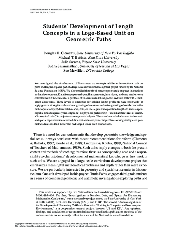 (PDF) Students' Development of Length Concepts in a Logo-Based Unit on ...