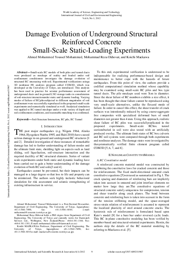 (PDF) Damage Evolution of Underground Structural Reinforced Concrete Small-Scale Static-Loading ...