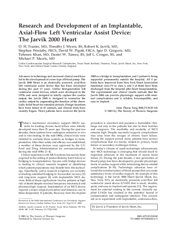 (PDF) Research and development of an implantable, axial-flow left ventricular assist device: the ...