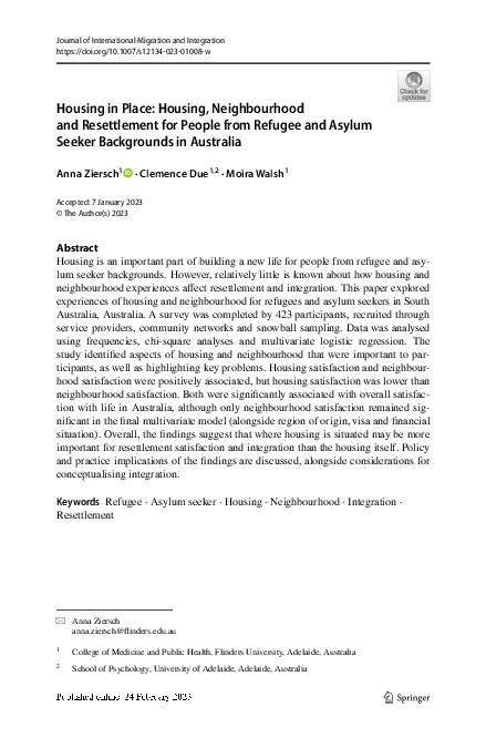 (PDF) Housing in Place: Housing, Neighbourhood and Resettlement for ...