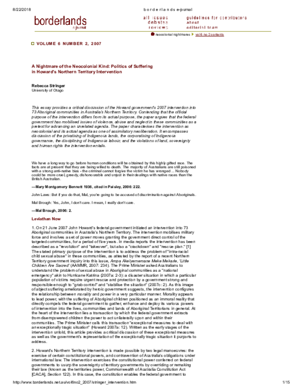 (PDF) A Nightmare of the Neo-Colonial Kind: Politics of Suffering In ...