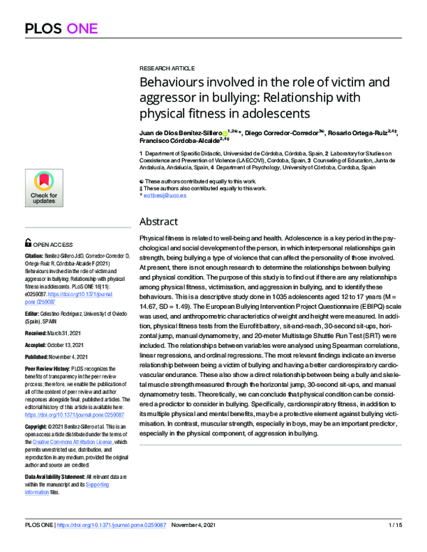 (PDF) Behaviours involved in the role of victim and aggressor in ...