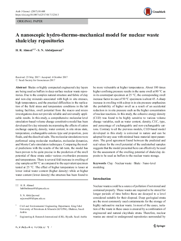 (PDF) A nanoscopic hydro-thermo-mechanical model for nuclear waste ...
