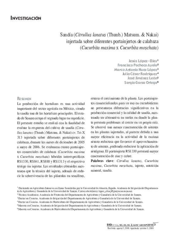 (PDF) SANDÍA (Citrullus lanatus (Thunb.) Matsum. & Nakai) INJERTADA ...