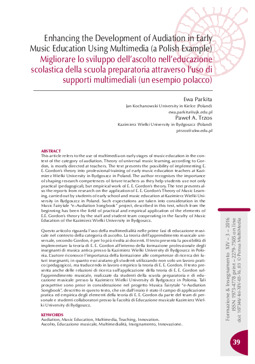 (PDF) Enhancing the Development of Audiation in Early Music Education ...