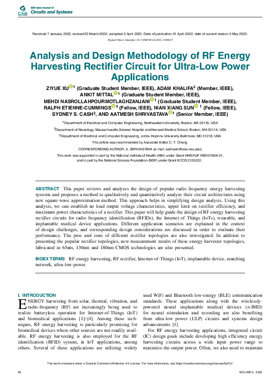 Pdf Analysis And Design Methodology Of Rf Energy Harvesting Rectifier Circuit For Ultra Low