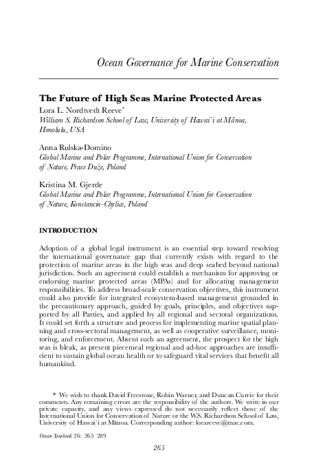 (PDF) The Future of High Seas Marine Protected Areas