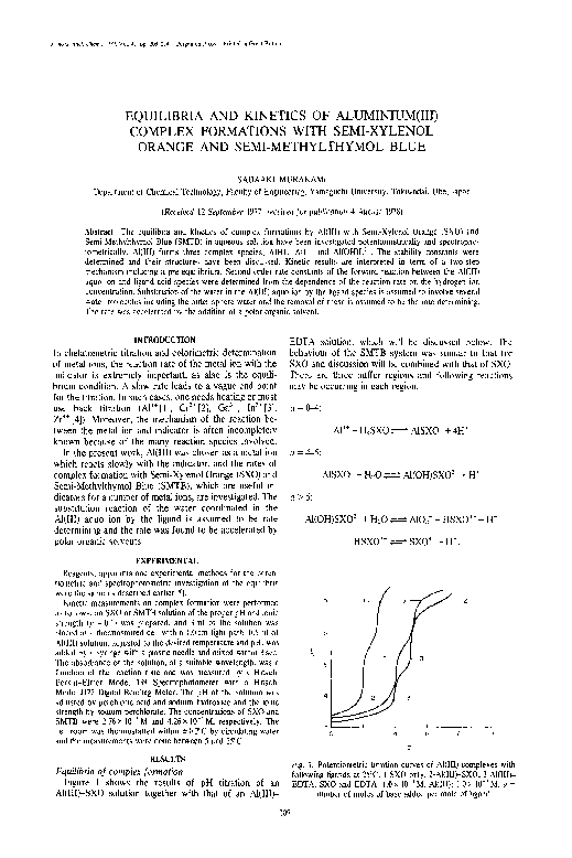 (PDF) Equilibria and kinetics of aluminium(III) complex formations with ...