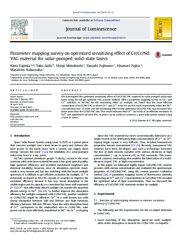(PDF) Parameter mapping survey on optimized sensitizing effect of Ce/Cr/Nd:YAG material for ...