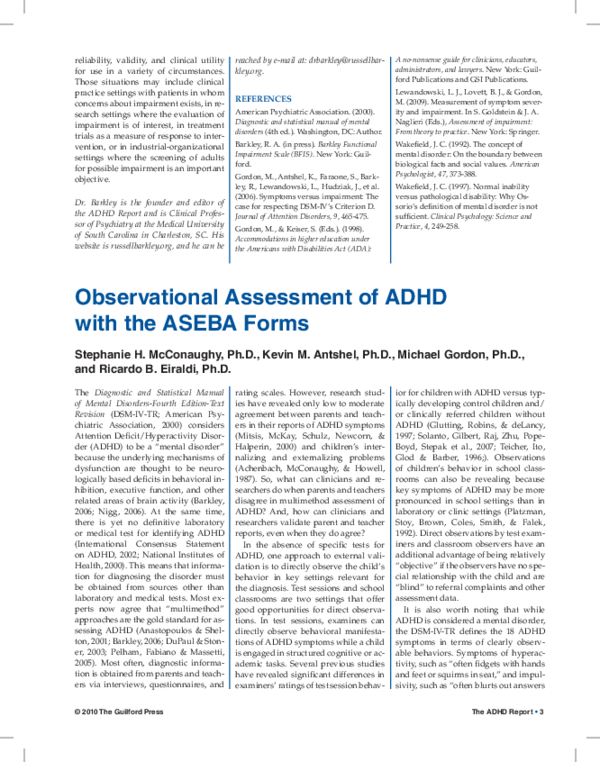 (PDF) Observational Assessment of ADHD with the ASEBA Forms