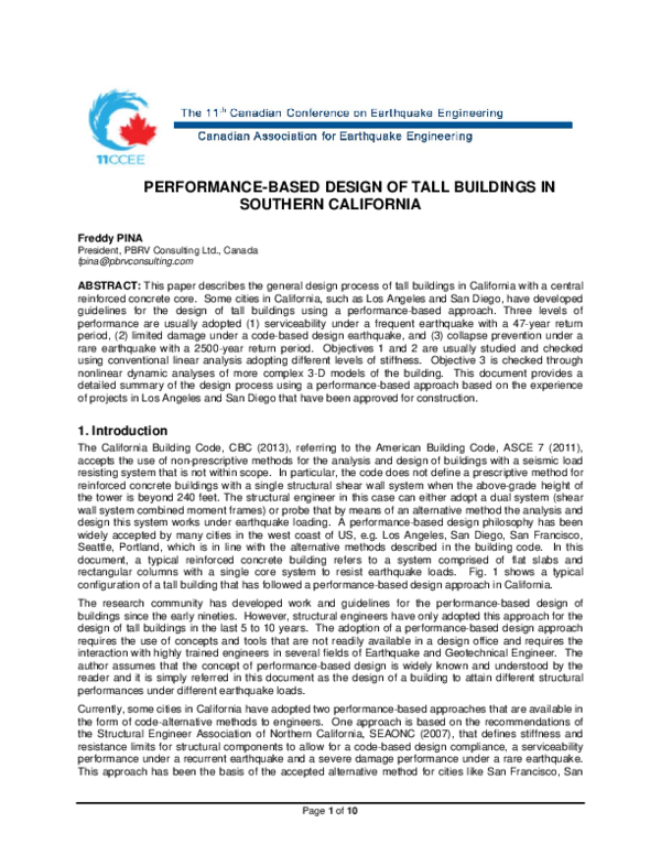 (PDF) Performance-Based Design of Tall Buildings in Southern California