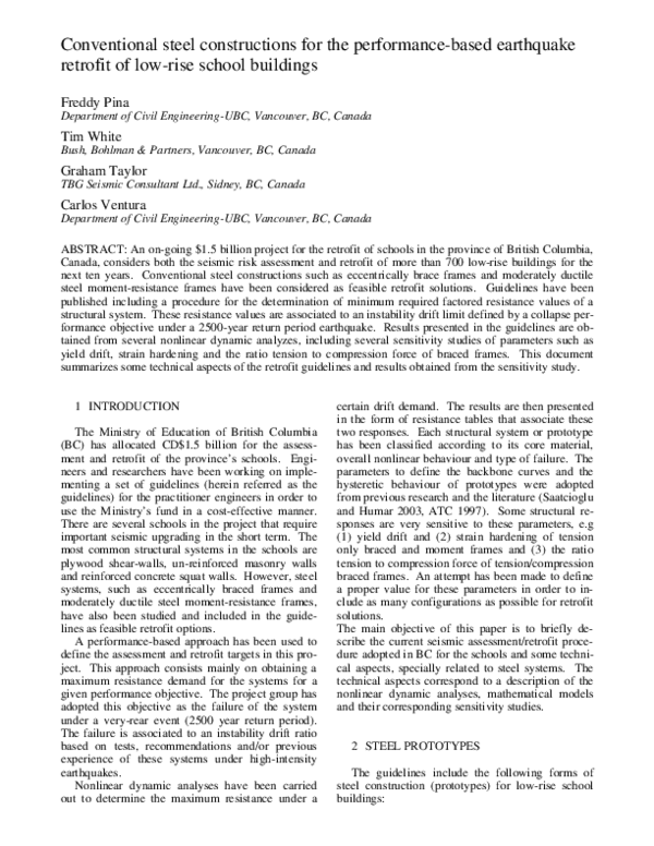 (PDF) Conventional steel constructions for the performance-based ...