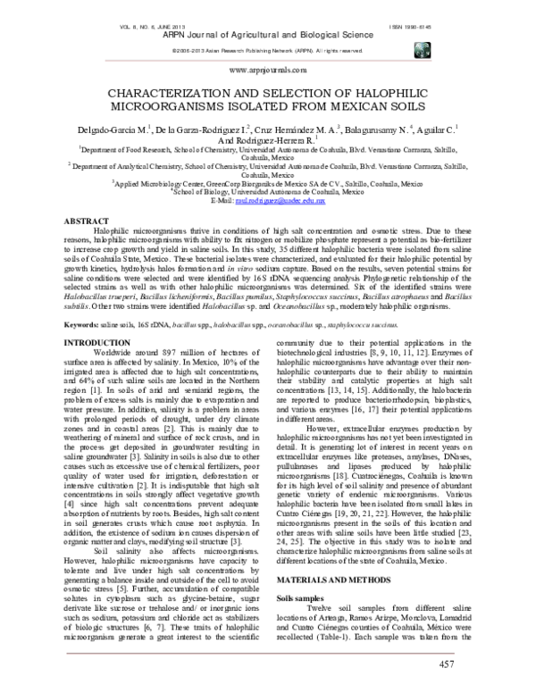 (PDF) ARPN Journal of Agricultural and Biological Science CHARACTERIZATION AND SELECTION OF ...