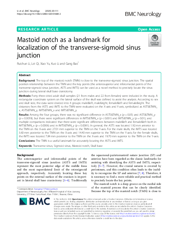 (PDF) Mastoid notch as a landmark for localization of the transverse ...