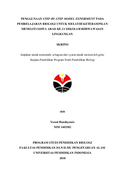 (PDF) Penggunaan Step-By-Step Model Experiment Pada Pembelajaran ...