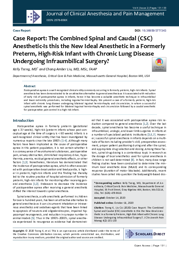 (PDF) Case Report: The Combined Spinal and Caudal (CSC) Anesthetic-Is ...