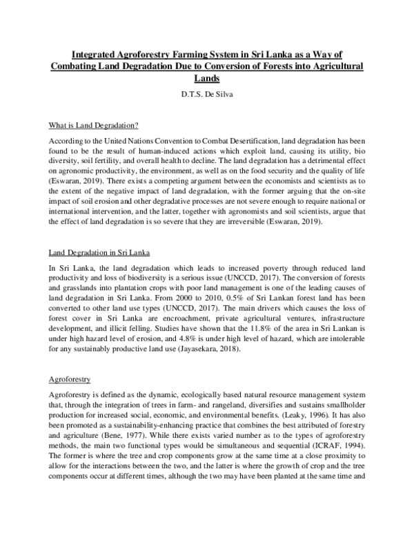 (PDF) Integrated Agroforestry Farming System in Sri Lanka as a Way of ...