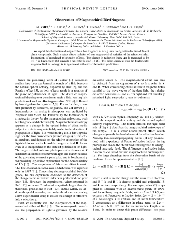(PDF) Observation of Magnetochiral Birefringence