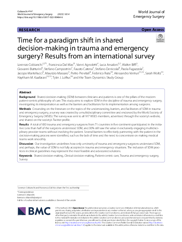 (PDF) Time for a paradigm shift in shared decision-making in trauma and ...