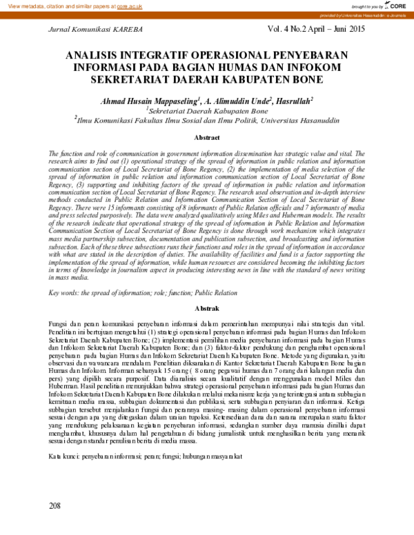 (PDF) Analisis Integratif Operasional Penyebaran Informasi Pada Bagian ...