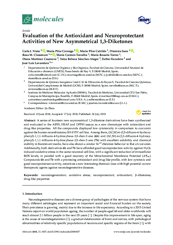 (PDF) Evaluation of the Antioxidant and Neuroprotectant Activities of ...